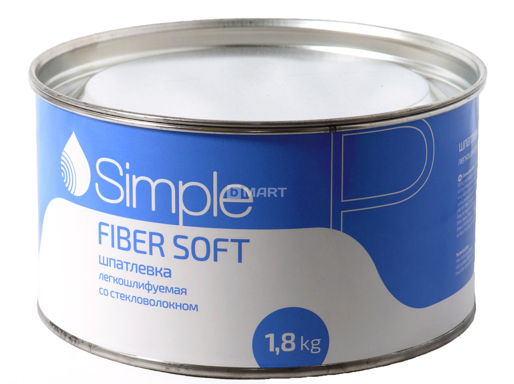 Шпатлевка Simple FIBER SOFT со стекловолокном 1.8 кг 483.16 грн